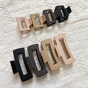 Bmobuo Large Claw Clips 8Pcs & Small Clips 2Pcs for Women, Hair Clips for Thick Hair, Neutral Matte, Non-slip Hair Accessories, Size Fits All, Plastic & Alloy for Ladies and Girls