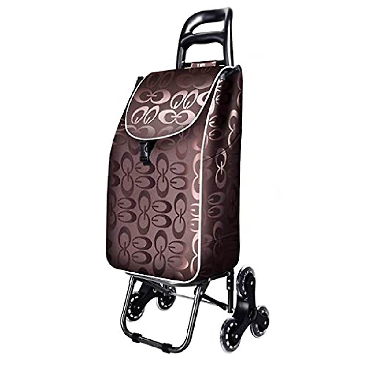 Shopping Trolley on Wheels Multi Function Shopping Cart Climb Stairs Collapsible Crystal Wheel Trolley Lever Car Luggage Cart Contains Cloth Bag Storage Hand Trucks,Coffee Color ,Shoppin