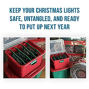 HOMZ 7875RBGLDC.02 Light Organizer Holiday Plastic Storage Container, 2 Pack, Red and Green, 2 Sets