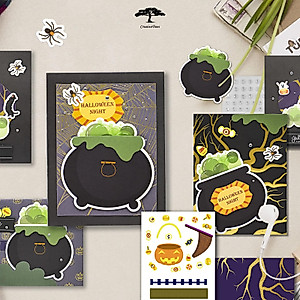 CREATIVETREES Card Making Kits Vintage Halloween DIY Greeting Card, Halloween Cards and Envelopes, Halloween Thank You Cards for Halloween Party Invitations (Black)