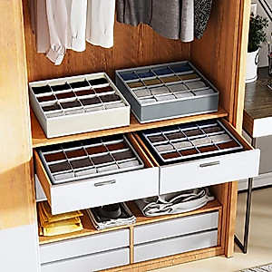 homsorout Sock Organizers, Large Underwear Organizers, Foldable Dresser Drawer Organizers for Clothing, Closet Organizers and Storage for Men's Socks, Stockings, Ties, Panties, 4 Packs (Grey)