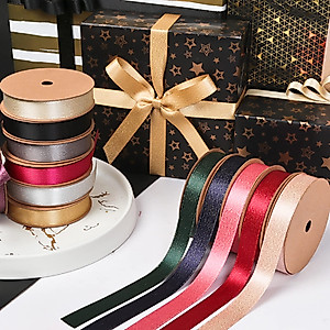 LeZakaa Rose Gold Glitter Satin Ribbon for Wedding, Engagement, Bridal Shower Gift Wrapping - 5/8"x10 Yard/ Roll