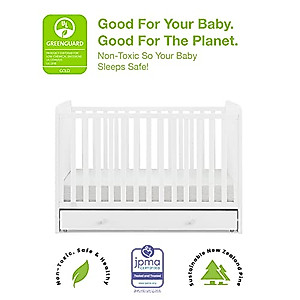 GAP babyGap Graham 4-in-1 Convertible Crib with Storage Drawer - Greenguard Gold Certified, Bianca White