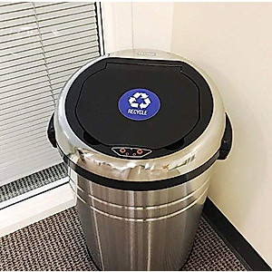 iTouchless Trash Stickers Premium Vinyl Decals for Trash Can; 3" Round Waterproof, Reusable (Set of 3); Indoor/Outdoor