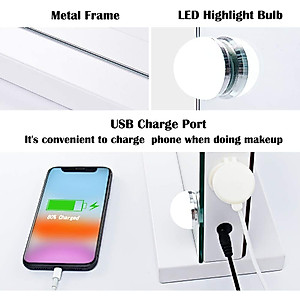 Kucitup Lighted Vanity Mirror with 10X Magnification, 15 Dimmable LED Bulbs, Touch Controls - Wall or Tabletop