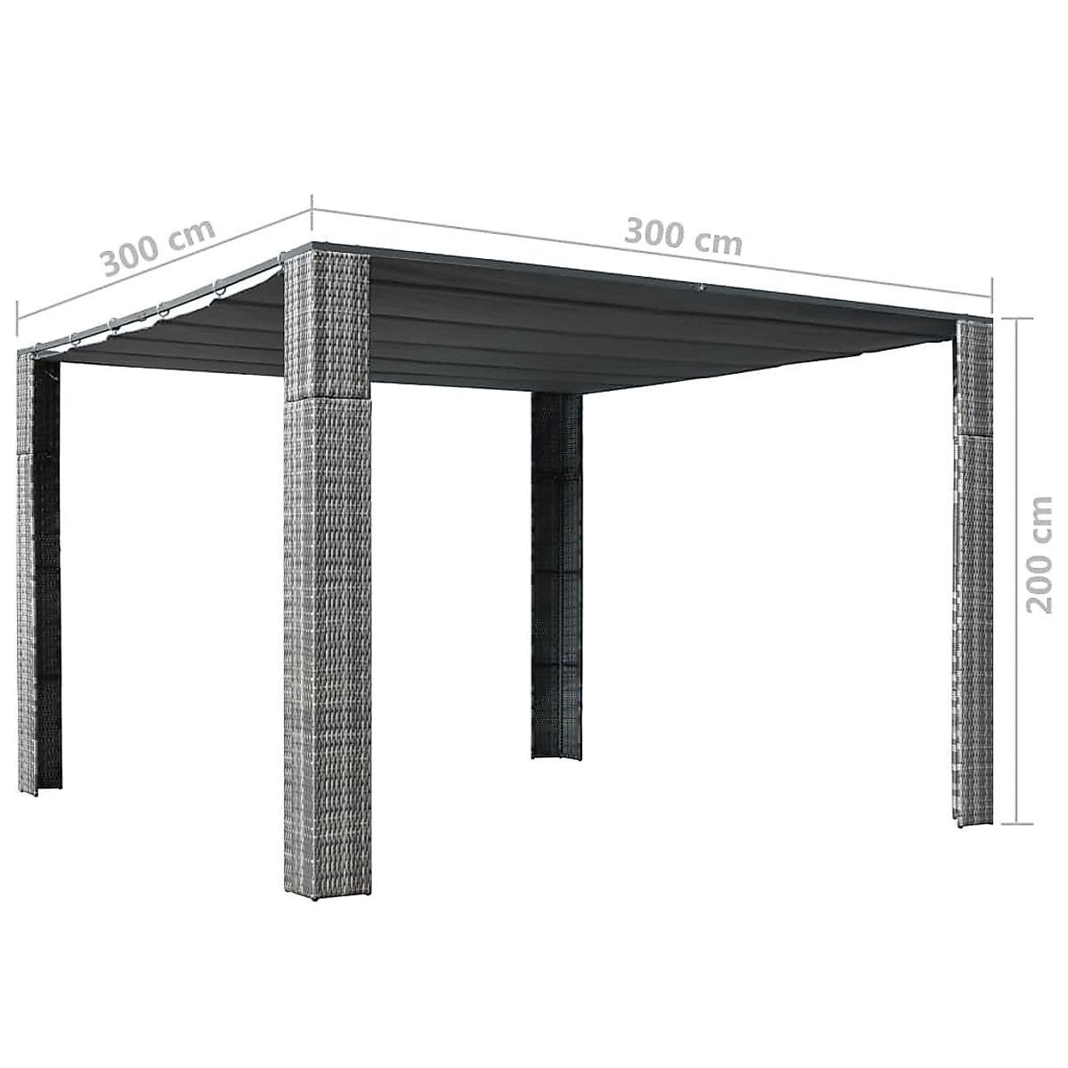 Gazebo with Roof Poly Rattan,Hardtop Gazebo,Backyard Gazebo,Patio Gazebo,Garden Gazebo,Deck Gazebo,for Barbeque, Patio, Deck,Garden Party,Markets,118.1"x118.1"x78.7" Gray and Anthracite