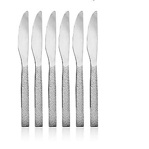 King International Stainless Steel Hammered Table Knife,Set of 12, 20 cm, Mirror Polish,Butter Knife, Cheese Knife,Dinner Knife,Dessert Knife,Bread Knife,Stainless Steel Table Knife Set of 12pcs