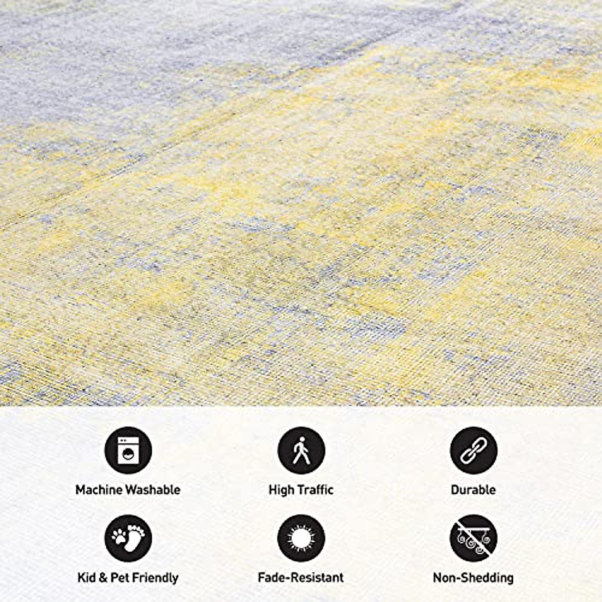 Rugshop Contemporary Abstract Stain Resistant Flat Weave Eco Friendly Premium Recycled Machine Washable Area Rug 2'1"x3' Yellow