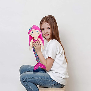 June Garden 15.5" Sparkly Mermaid Larissa - Soft Mermaid Plush Stuffed Doll Gift for Toddler Girls