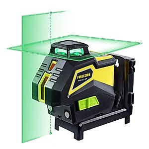Firecore Green Laser Level Self Leveling 360 Degree Horizontal Cross Line Laser Level with Plumb Dots Laser Tool and Adjustable Brightness Technology - Magnetic Bracket Included (F191-XG-2P)