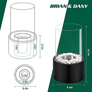 BRIAN & DANY Tabletop Fire Pit, Table Top Firepit Indoor & Outdoor, Tabletop Fireplace with 2 Combustion Chambers, Ethanol Fire Pit Bowl with Fire Killer and Pebbles