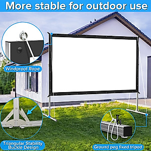 Projector Screen and Stand,JWSIT 80 inch Outdoor Movie Screen-Upgraded 3 Layers PVC 16:9 Outdoor Projector Screen,Portable Video Projection Screen with Carrying Bag for Home Theater Backyard