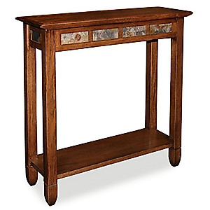 Leick Home 10059 Rustic Slate Tile Hall Console Sofa Table with Shelf, Rustic Oak