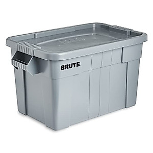 Rubbermaid Commercial Products Brute Tote Storage Container with Lids-Included, 20-Gallon, Gray, Rugged/Reusable Boxes for Moving/Storing in Garage/Basement/Attic/Jobsite/Truck/Camping, 2 Pack