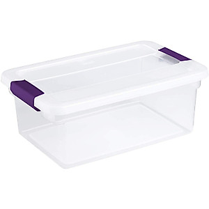 Sterilite 15-Quart Clearview Latch Box Storage Tote Container Storage 3PK, Purple