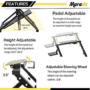Marada Sim Racing Wheel Stand Simulator Cockpit X-Structure Quick Fold Fits for Thrustmaster/Logitech G29, G923, G920, T300RS, T150 Adjustable Gaming Stand without Steering Wheel, Pedal, Handbrake