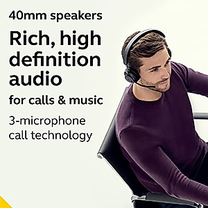 Jabra Evolve2 65 UC Wireless Headphones with Link380a, Stereo, Black – Wireless Bluetooth Headset for Calls and Music, 37 Hours of Battery Life, Passive Noise Cancelling Headphones