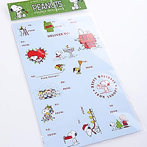 Graphique Peanuts™ Gift Labels | 52 Self-Adhesive Christmas Stickers | 13 Designs with Red Foil Accents | to and from Names | for Holiday Wrapping Paper & Gift Bags