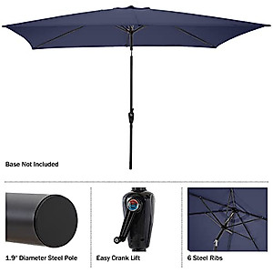 Pure Garden 50-LG1276 Rectangular Patio Umbrella Color, Navy Blue
