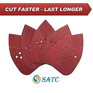 S SATC Mouse Detail Sander Sandpaper 50 PCS Mouse Sanding Pads 12 Hole Mouse Sandpaper Assorted 60/80/120/150/220 Grits