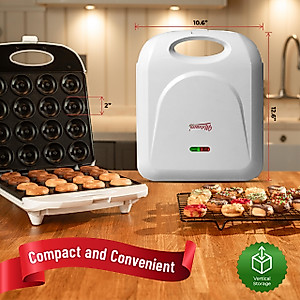 Mercucci Mini Donut Maker - Non Stick Donut Maker Machine from Home with Squeeze Bottle for Batter & Recipie Book, Double Sided Heating Mini Donut Maker Machine, 16 Mini Donuts For Home Baking