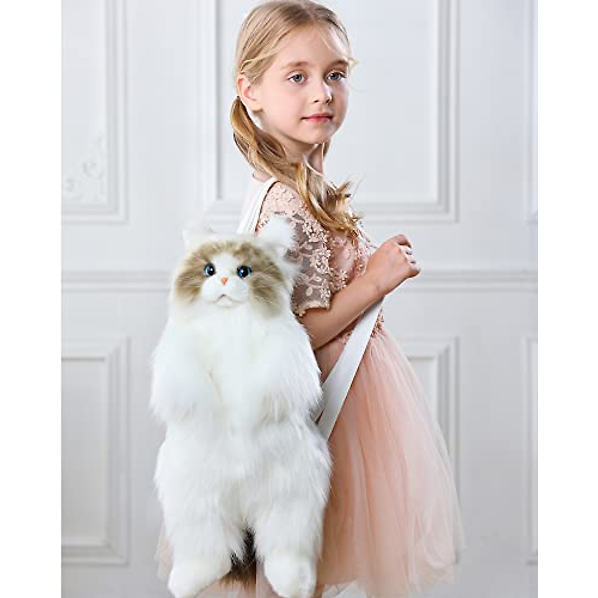 CU-MATE Cute Plush Animal Cat Backpack Multiple Fashion Shoulder Bags Crossbody Gifts With Adjustable Straps for Women Girl Boy Kid (Muppet Cat Backpack)