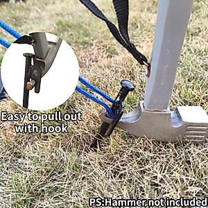 16inch 10 Packs Tent Stakes Heavy Duty Steel Large Tent Pegs for Camping Unbreakable Inflexible Extra Long Windproof