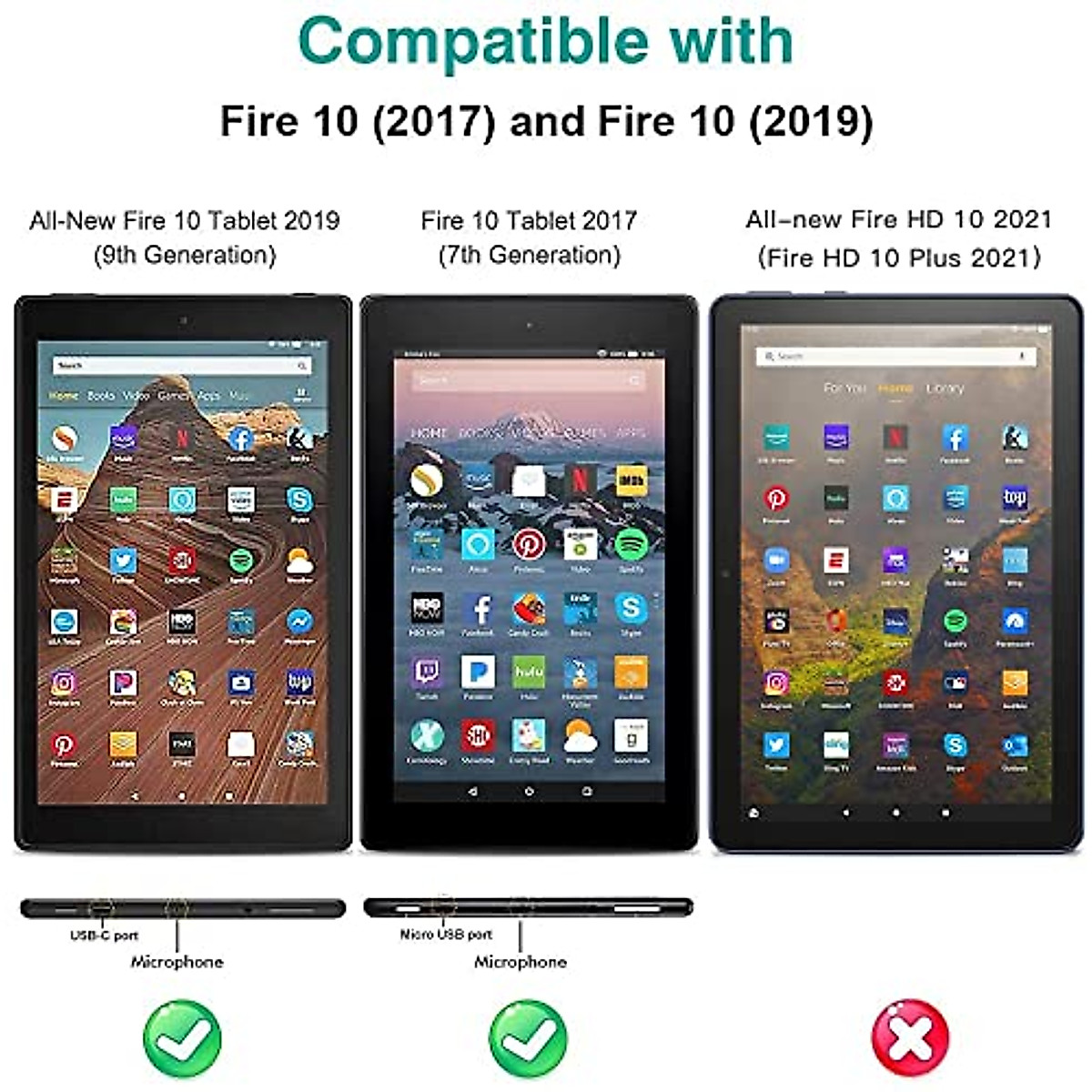 ZOEGAA Anti-Blue Light Screen Protector for Amazon Fire HD 10 Tablet 10.1" (7th / 9th Generation, 2017/2019 Release) and Fire HD 10 Kids Edition, (Not for 11th Generation 2021 Release) PET Film