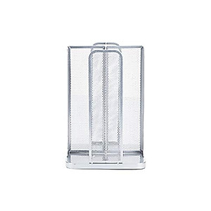 Mind Reader Carousel Cup and Lid Organizer, 4 Compartment, Silver Metal Mesh, 8" L x 8" W x 12" H