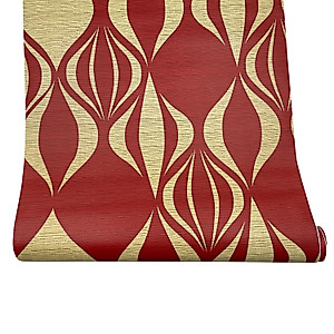 Yifely Red Geometric Design Furniture Paper Self-Adhesive Shelf Liner Dresser Drawer Sticker 17.7 Inch by 9.8 Feet