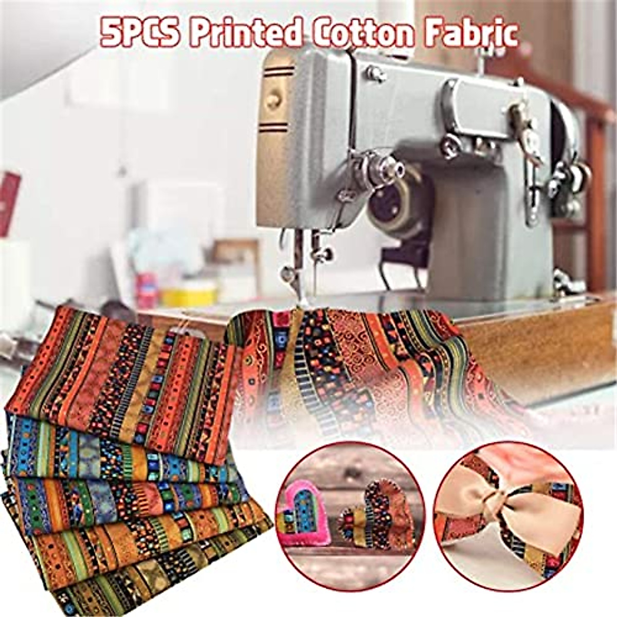 5Pcs Printed Fabric Fabric Fat Quarters Cotton Fabric Ethnic Pattern for Sewing Face Covering Make Craft Projects and Patch Work DIY 9.8 x 7.9 Inch
