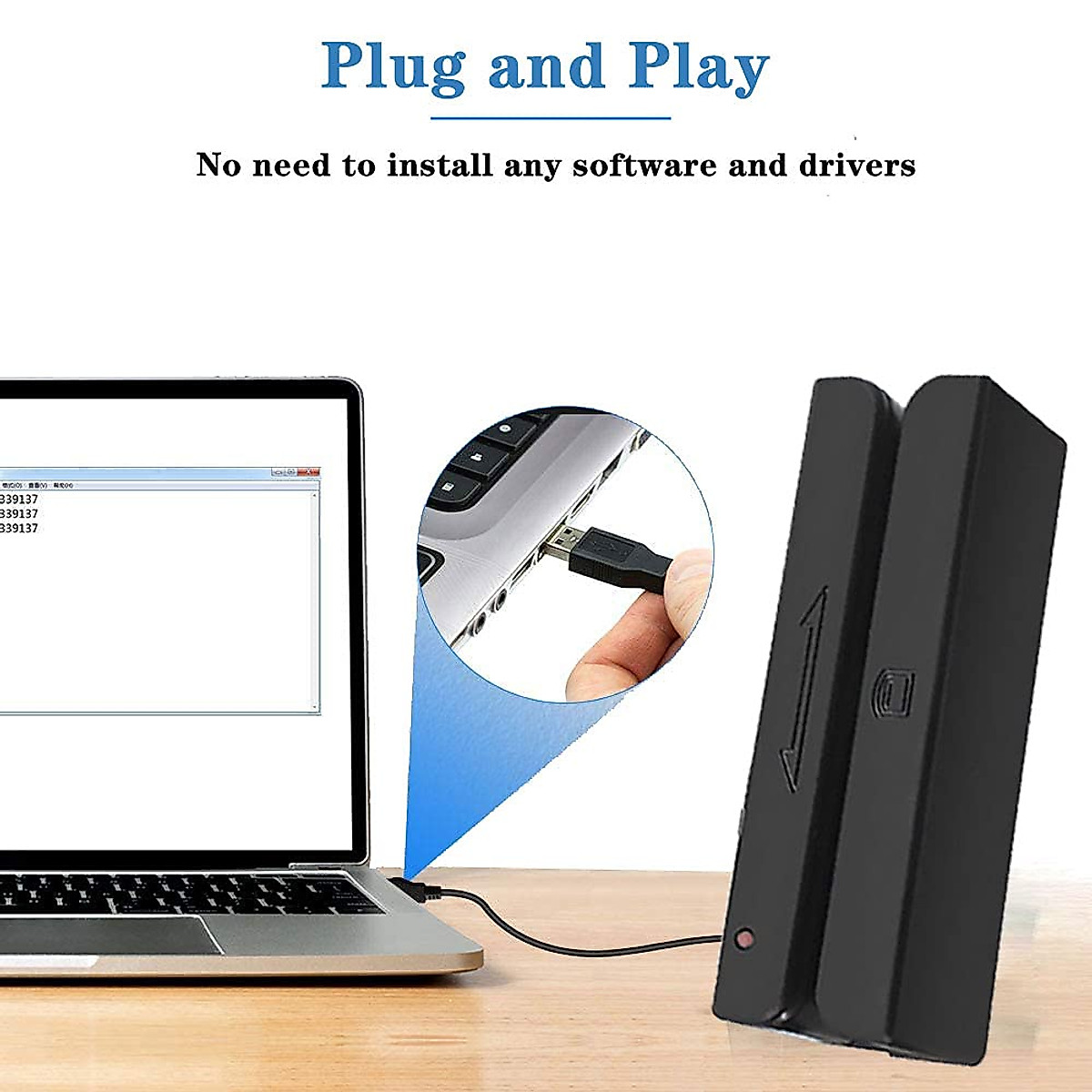 Magnetic Stripe Card Reader, USB 3-Track Mini MSR Card Reader Swiper for Access Control POS System Cashier Registry