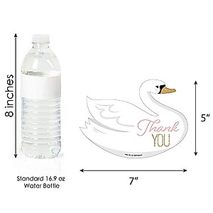Big Dot of Happiness Swan Soiree - Shaped White Baby Shower or Birthday Party Thank You Note Cards with Envelopes - Set of 12