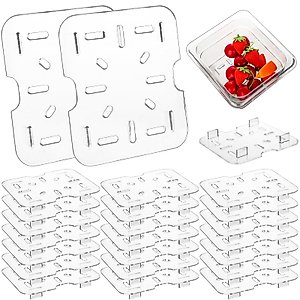 Tongnian 24 Pcs Plastic Drain Shelf for 1/6 Size Food Pan Clear Plastic Grate Acrylic Food Drain Trays for Food Fruit Vegetables Kitchen Restaurant Hotel