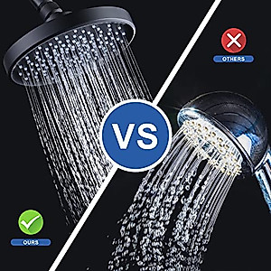ALEASHA High Pressure Rain Shower Head, 6 Inch 1.8GPM Fixed Luxury Bathroom Showerhead, Adjustable Angles, Anti-Clogging Silicone Nozzles (Matte Black)