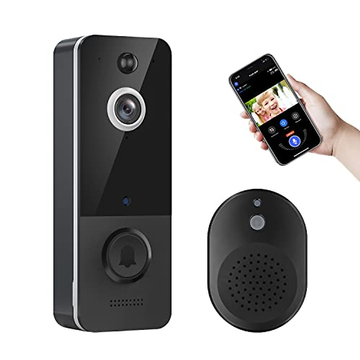 EKEN Doorbell Camera Wireless, Wi-Fi Video Doorbell Camera with AI Smart Human Detection, Indoor Chime Ringer Included, Cloud Storage, 2-Way Audio, Night Vision, Battery Powered