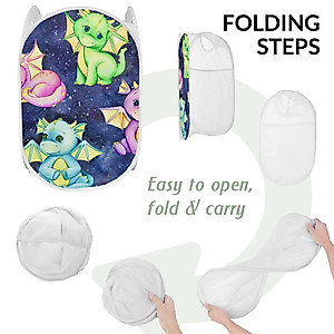 Dragon Cute Laundry Basket Hamper,Collapsible Mesh Baskets for Kids Room,Clothes, Nursery Decor
