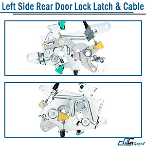 Rear Door Lock Latch & Cable - Left Driver Side - Replacement for 1999-2007 Ford F250 F350 F450 F550 Super Duty, Upper and Lower Locking Latches Assembly Replaces# 6C3Z-28264A01-A 6C3Z28264A01A