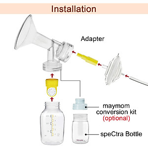 Maymom Flange Adapter Compatible with Spectra S2, Spectra S1, Compatible with Most Medela Breastshield; Connects Pump in Style and Spectra Backflow Protector; 2 Valve to Replace Spectra Duckbill Valve
