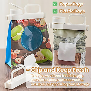 Seal and Pour Bag Clip, Bag Clips with Pour Spout, Great Clips Bags for Kitchen, Bag Clip with Pour Spout, Food Bag Sealing Clip with Pour Spout for Oatmeal, Snacks, and More (3PCS)