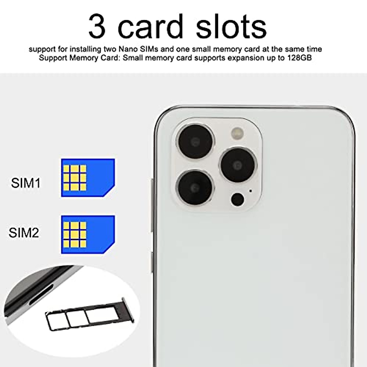 Asixxsix I13 Pro Max,6.1inch Android 11 4GB RAM 32GB ROM MTK6889 Deca Core Dual SIM Unlocked Cell Phone with 6800mAh Battery,8MP 16MP Cmaera,Face ID,WIFI,Bluetooth and FM 1440x3200 HD Unlocked(US)