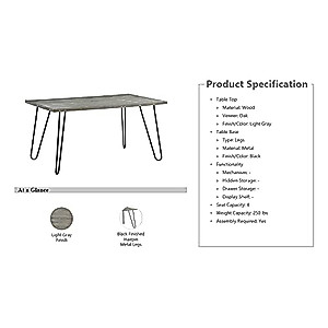 Lexicon Elyse Dining Table, Gray/Black