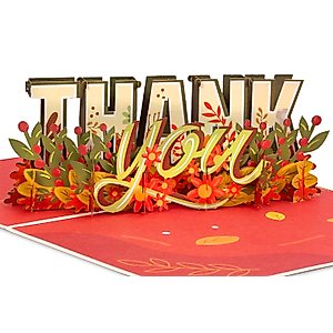 Paper Love 3D Thank You Pop Up Card, For All Occasion, Thanksgiving, Gratitude or Just Because - 5" x 7" Cover - Includes Envelope and Removable Note Tag