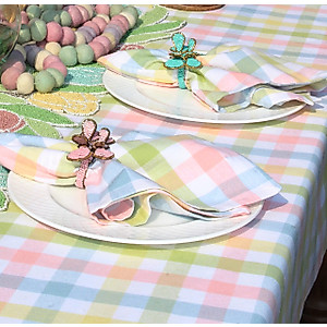 COTTON CRAFT Countryside Classic Gingham Buffalo Check Plaid Tablecloth - Premium Cotton - Spring Easter Bunny Luncheon Dinner - Table Cover - 60 inch x 84 inch - Yellow Multi