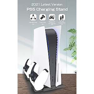 Vertical Stand PS5 Digital Edition and PS5 UHD Edition,SHINEZONE Charging Station for PS5 Controller Charging Station Dock with Dual Controller Charger Ports for PS5 DualSense