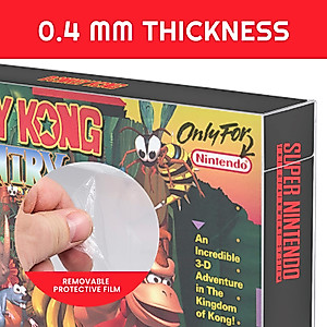 Video Game Box Protector for SNES / N64 Games - 0.40MM Thick PET Protector, SNES/Nintendo 64 Video Games Display Case compatible for Super Mario, Donkey Kong,Zelda (Pack of 25)