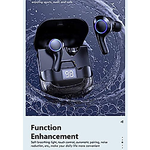 Brand Bluetooth Earbuds - Noise Cancelling Wireless Waterproof Headphones - Workout Earbuds with Smart Touch - Surround Sound Bluetooth Earbuds with Microphone and Charging Case - Carry Bag (White)