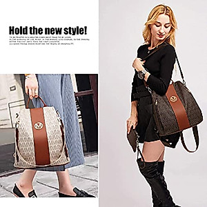 MKP Women Fashion Backpack Purse Mutil Pockets Signature Anti-Theft Rucksack Travel School Shoulder Bag Handbag with Wristlet