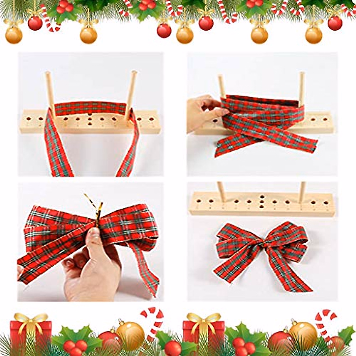 Ahn'Qiraj Bow Maker Bow Maker for Ribbon, Wooden Wreath Bow Maker Tools for Creating Gift Bows, Wreath Ribbons, Bows Trims Decorations Day Bows and Wedding Party Decoration (with Instructions)