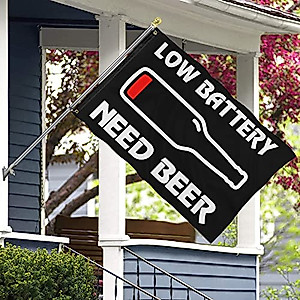 Cute Low Battery Need Beer Flags Decorative Funny Banners for Outside House Dorm Room Parties